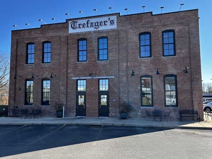 The classic brick exterior houses generations of baking expertise, standing proudly as both a business and a community landmark.