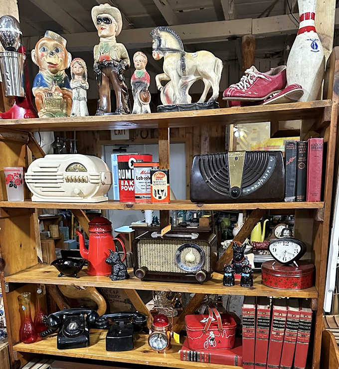 Nostalgia overload on these shelves &ndash; from rotary phones to vintage radios, these aren't just collectibles, they're time machines to simpler technological times.