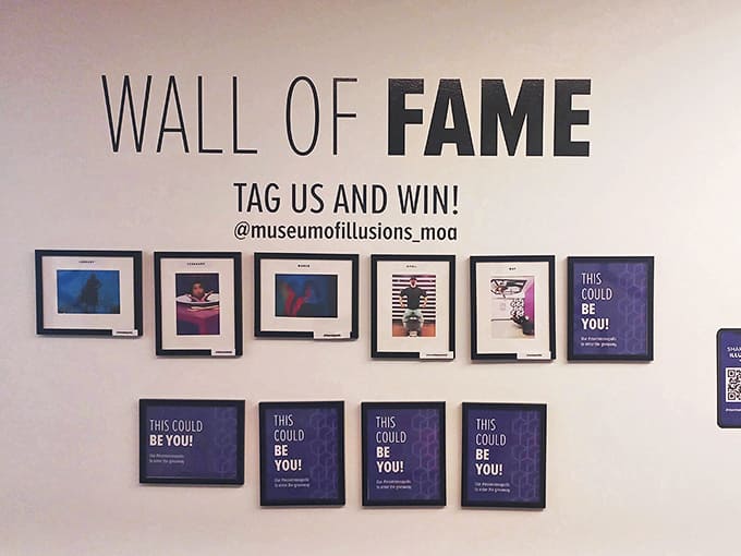 The Wall of Fame showcases visitors' best illusion photos. Your moment of perceptual confusion could be immortalized here for future guests!