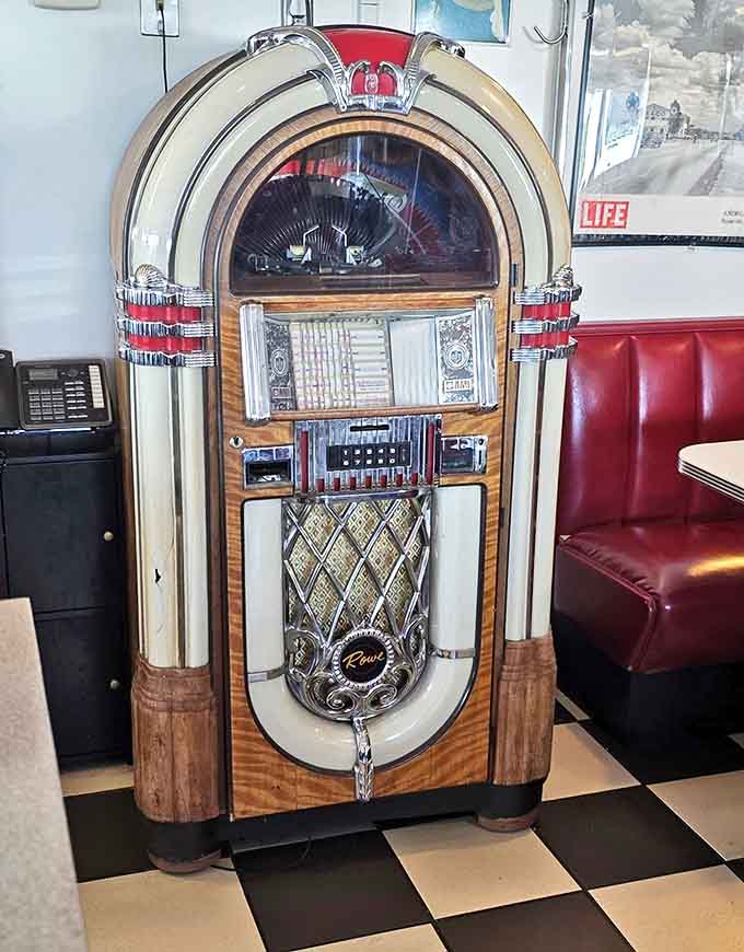The vintage jukebox stands ready to provide the soundtrack to your meal &ndash; no streaming required when you've got decades of hits at your fingertips.