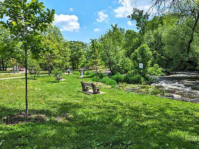 Peaceful benches strategically placed throughout the park offer moments to sit and soak in views that never get old.
