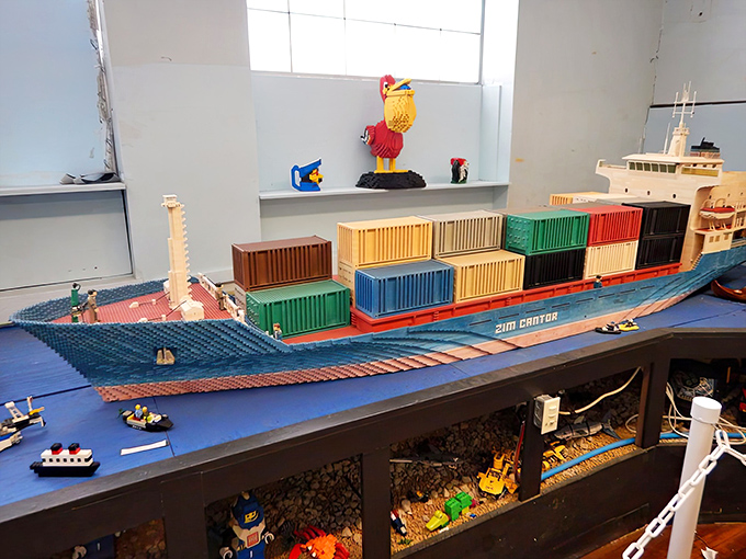 This container ship carries cargo of imagination across seas of creativity, with not a plastic wave in sight.