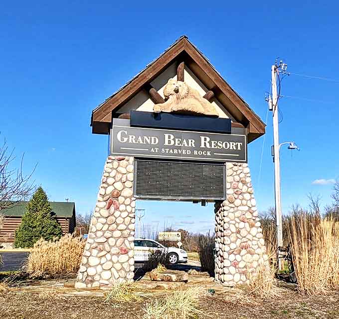 The entrance sign stands as a beacon of hope for winter-weary Midwesterners seeking aquatic salvation without airfare.