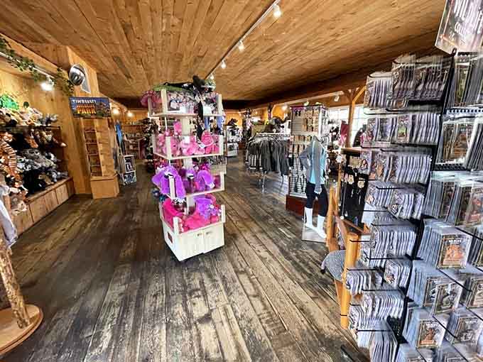 The rustic gift shop invites visitors to take home a piece of their wildlife adventure, with souvenirs that spark memories.
