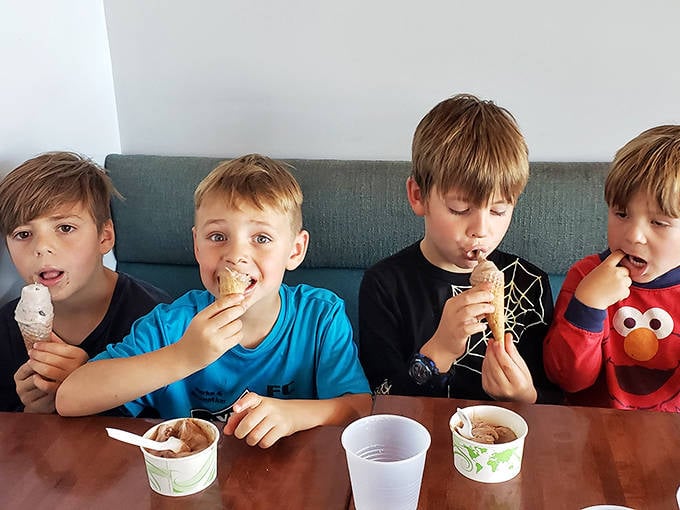 Childhood joy captured in four expressions &ndash; the universal language of ice cream appreciation knows no age limits.