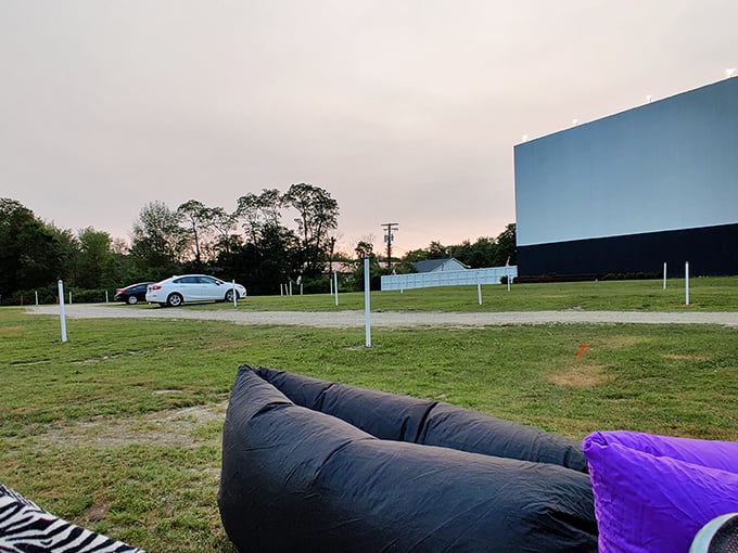 Bean bags and blankets create the ultimate outdoor viewing lounge &ndash; drive-in veterans know comfort is key for double feature endurance.
