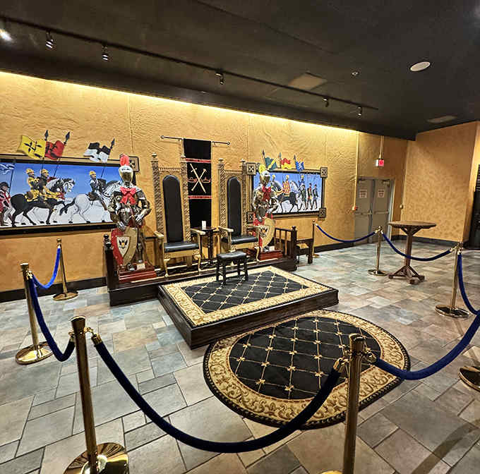 The lobby area features thrones and medieval props, perfect for photo ops that'll make your friends wonder what you've been up to.