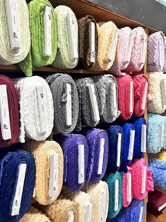 Minky dots in soft pastels beg to be touched &ndash; the fabric equivalent of comfort food for your fingertips.