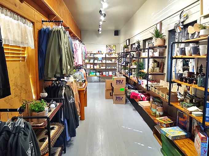 The gift shop offers a carefully curated selection of local crafts and practical items that capture the spirit of Minnesota lake life.