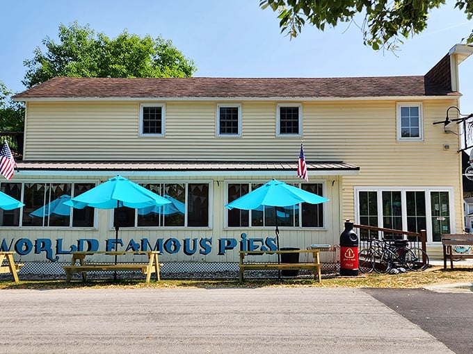 The "WORLD FAMOUS PIES" declaration on the building's exterior isn't just small-town hyperbole &ndash; one bite and you'll agree.