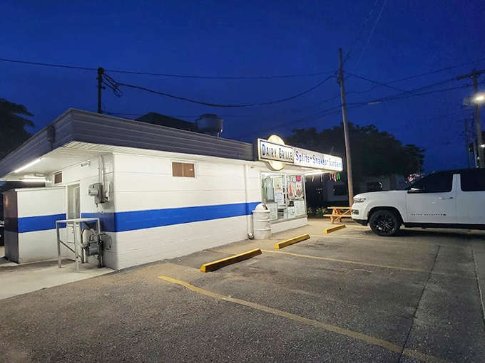 As twilight falls, the Dairy Grille glows like a beacon, promising one last perfect summer moment before bedtime.