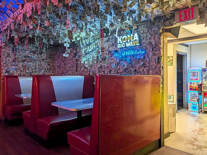 The perfect booth – not too soft, not too firm, with that distinctive vinyl squeak that's somehow become the soundtrack of comfort food.