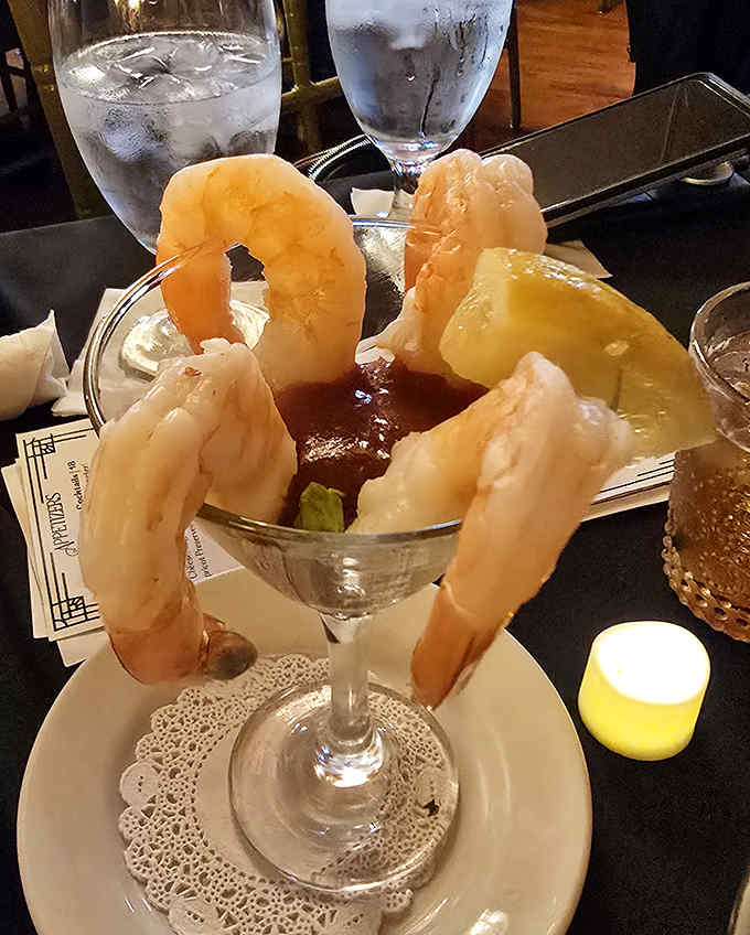 Shrimp cocktail that stands at attention like they're auditioning for a seafood talent show – and winning the grand prize.