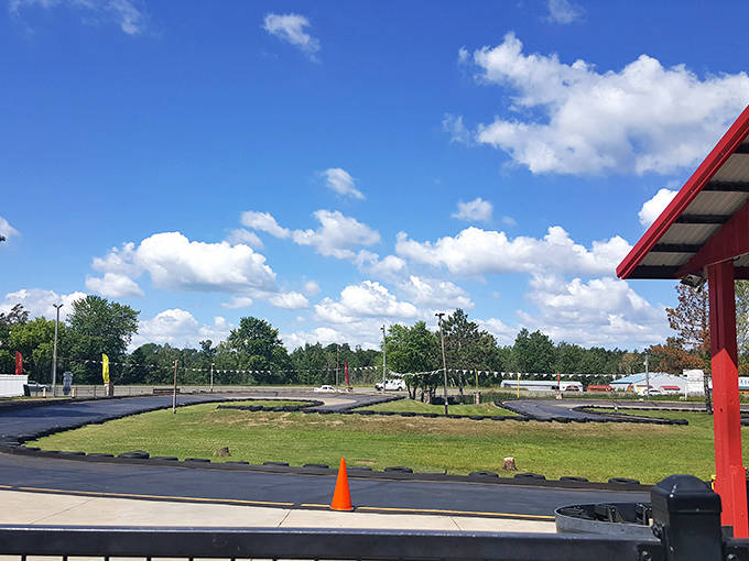 Sun-drenched asphalt paradise &ndash; the track awaits its next batch of speed enthusiasts under Minnesota's beautiful blue skies.