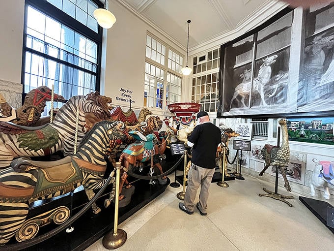 Visitors young and old find themselves transported by the museum's collection, each carved creature inviting closer inspection and sparking nostalgic wonder.