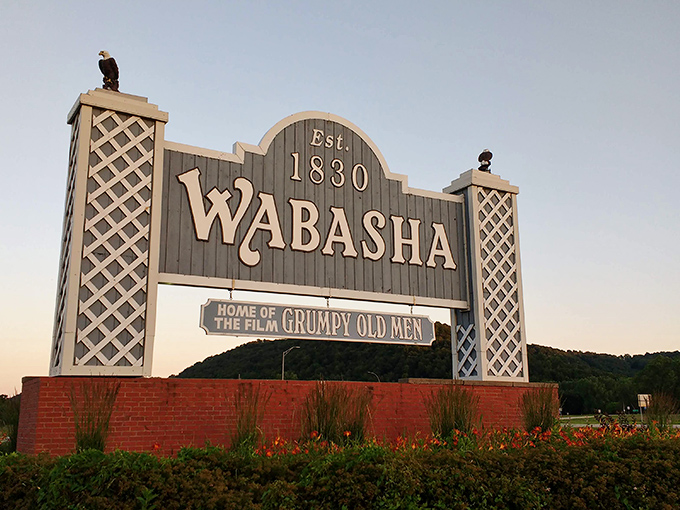 Wabasha's welcome sign proudly announces its Hollywood connection, though locals know the real stars are the eagles, the river, and the people.