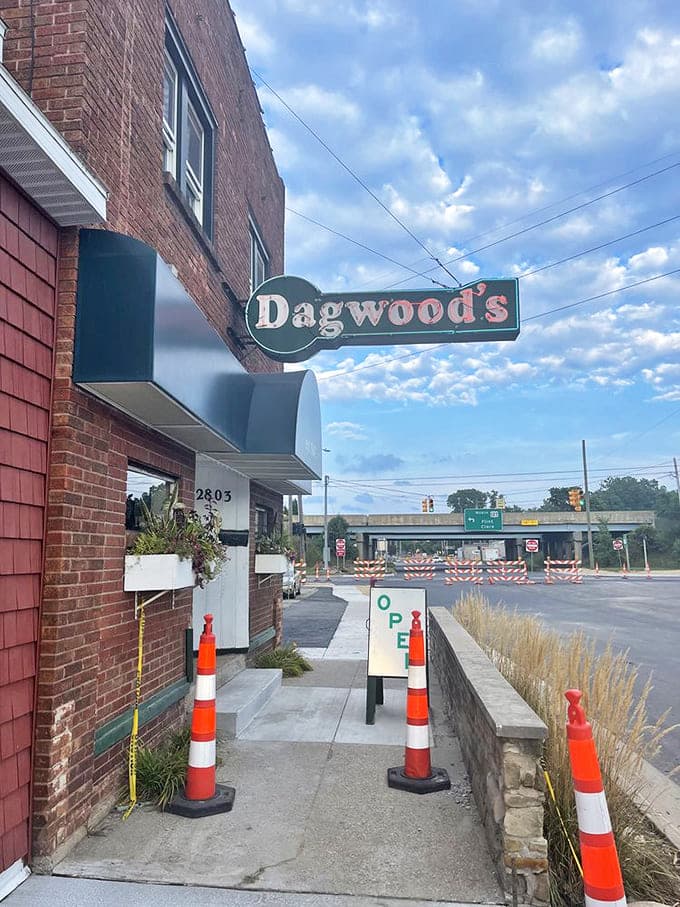 Signage: The beacon that guides hungry travelers to burger nirvana &ndash; simple, straightforward, and promising satisfaction just steps away.