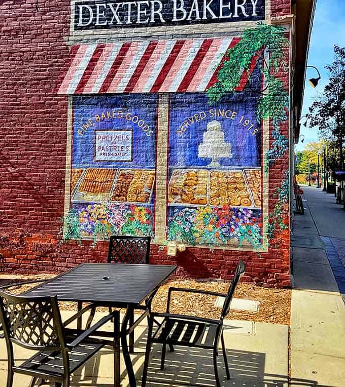 Outdoor seating invites you to savor your treasures while watching small-town life unfold &ndash; the perfect stage for your personal pastry theater.