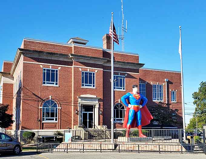 The statue's commanding presence can be spotted from blocks away, drawing visitors toward Superman Square like a super-powered magnet.