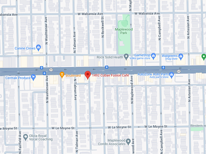 1492 Cuban Fusion Caf&eacute; Map