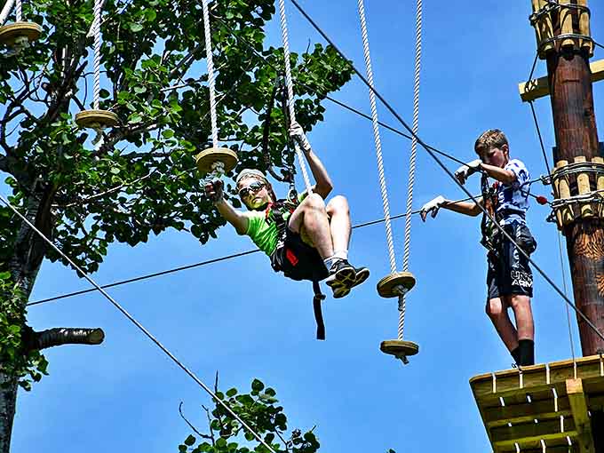 Children often outpace adults on the courses, their natural fearlessness and agility turning them into treetop naturals.