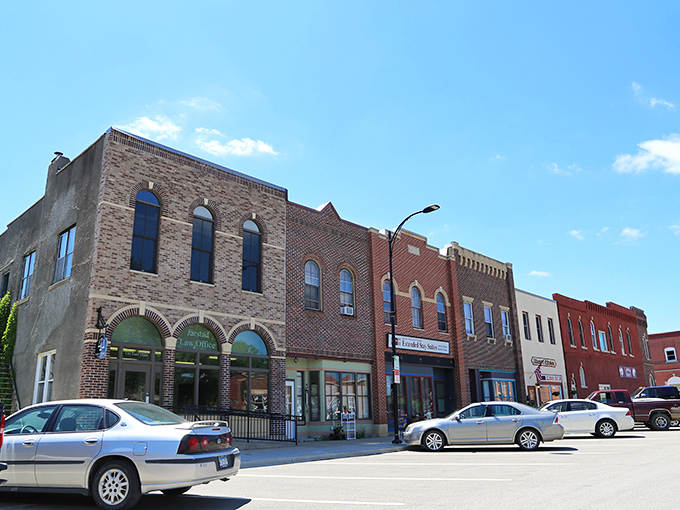 Downtown Wabasha's harmonious streetscape showcases buildings from different eras that somehow create a perfectly cohesive small-town American main street.