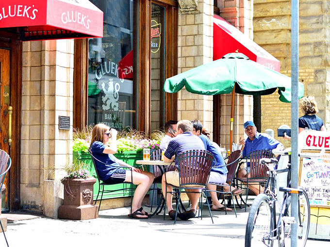 Outdoor seating (other area): Where downtown workers escape fluorescent lighting to bask in Minnesota sunshine and pretzel-induced happiness.