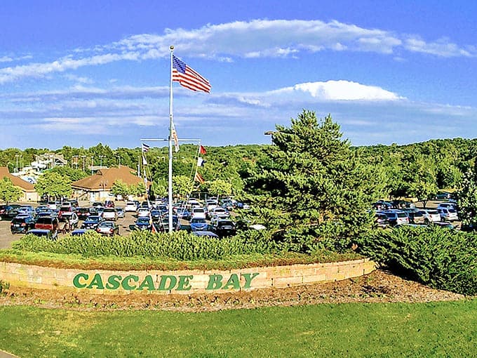 The entrance sign welcomes visitors &ndash; a modest herald for the not-so-modest fun that awaits beyond.