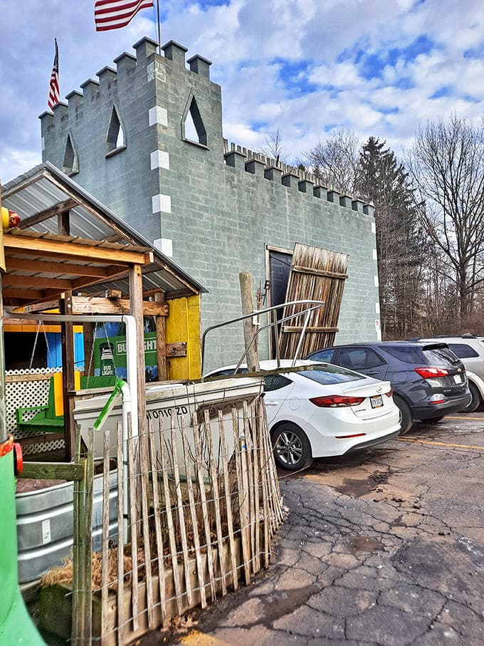 The treasures spill outside where larger finds bask in the sunshine, proving that some antiques are too magnificent for indoor containment.
