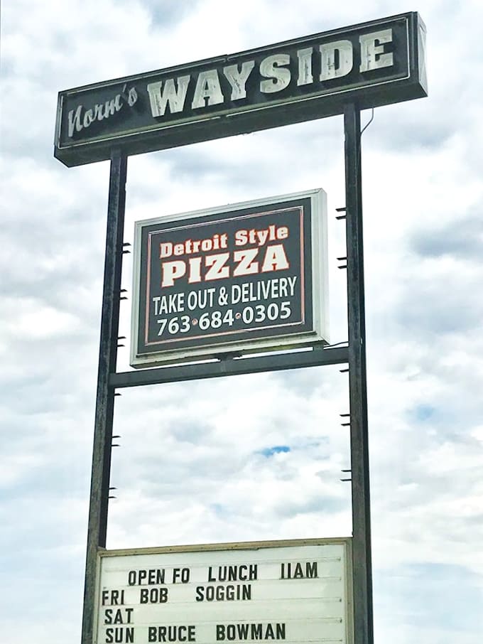 The roadside beacon that's guided hungry travelers to Detroit-style pizza paradise since long before GPS could find Buffalo, Minnesota.