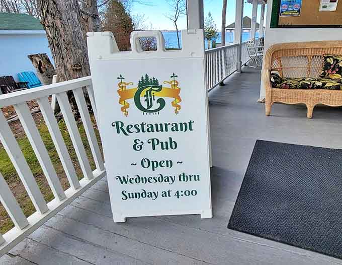 The simple sign announces operating hours, but what it really means is "Time to slow down and remember what matters."