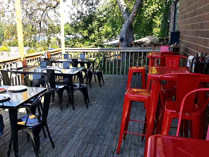 The outdoor deck offers fresh air and sunshine &ndash; nature's perfect accompaniment to smoky, savory barbecue.