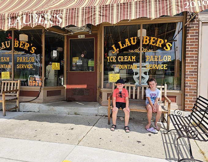 Where childhood memories begin – the storefront welcomes young explorers to their first taste of ice cream parlor magic.