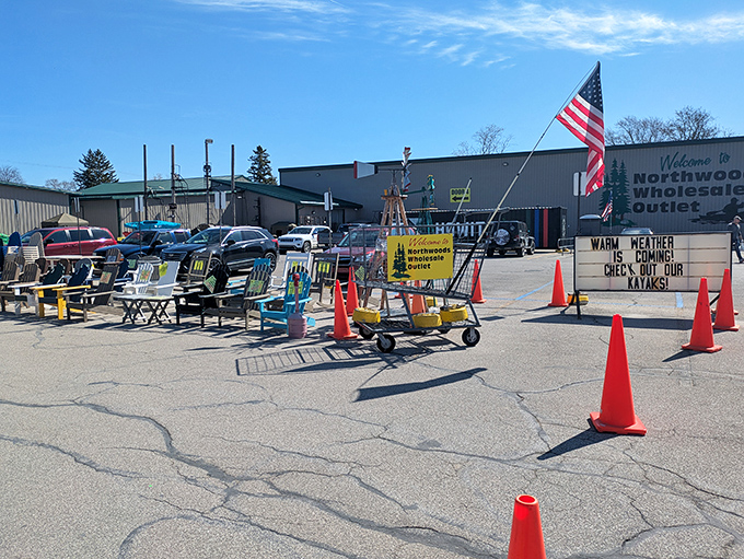 The welcoming parking area gives little hint of the wonderland waiting inside. Cars with Michigan plates mix with out-of-state visitors, all drawn to this outdoor mecca.