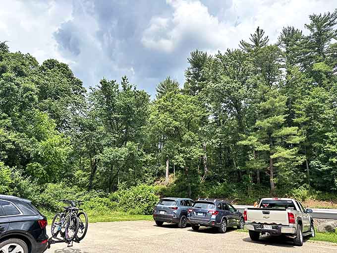 The parking area where adventures begin and where you'll return later, tired but happy and already planning your next visit.