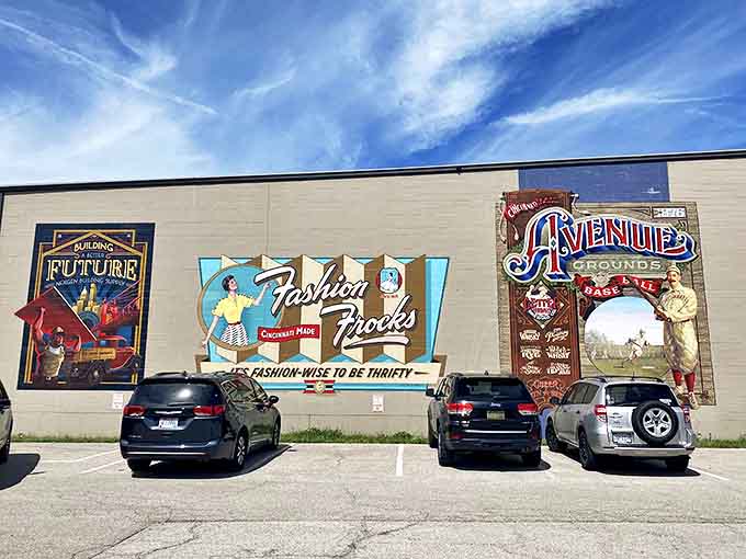 Even the exterior walls tell stories with these painted "ghost signs," faded but proud reminders of America's commercial artistry.