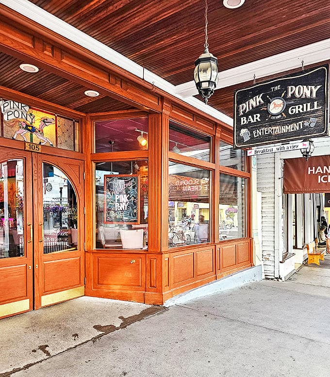The welcoming wooden storefront promises good times inside &ndash; a Mackinac Island tradition that keeps visitors coming back year after year.