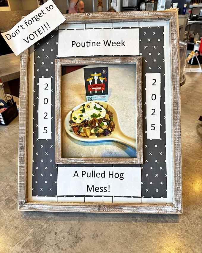 Pulled pork poutine in a picture frame &ndash; because some food deserves to be treated like the masterpiece it truly is.