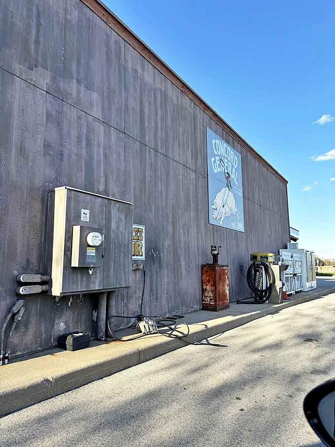 The side view reveals the store's rustic charm, where modern conveniences meet old-fashioned country hospitality.