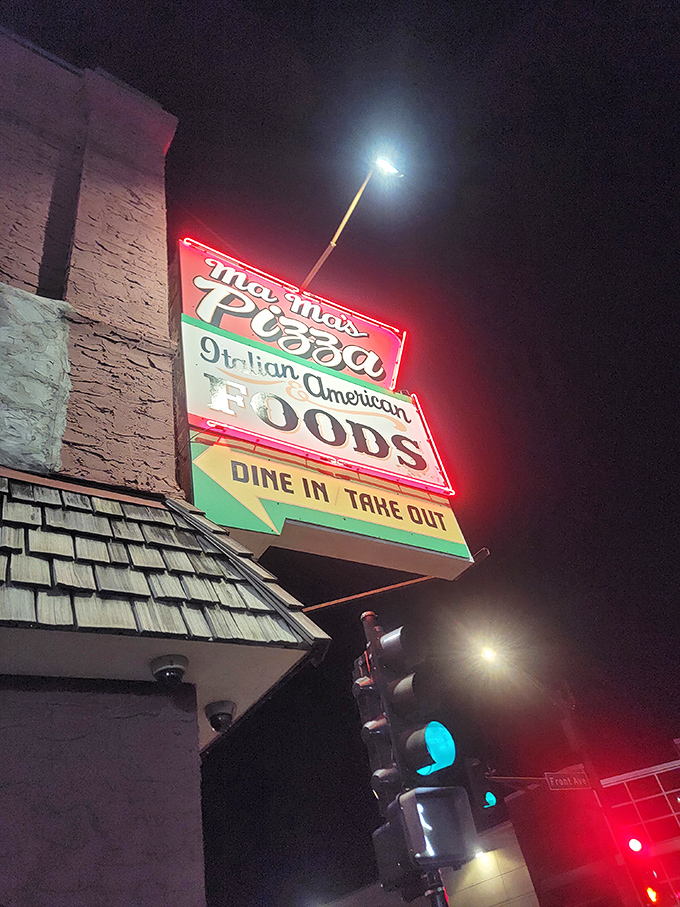 Even at night, that sign shines like a North Star for the hungry and pizza-deprived.