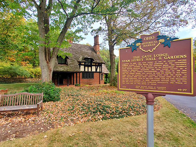 This historic cottage stands proudly beside its Ohio marker, sharing the Gate Lodge&rsquo;s storied past.