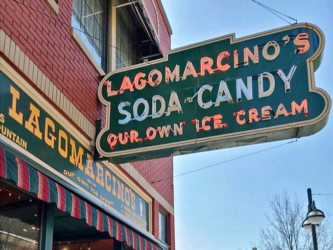 The vintage signage doesn't just advertise &ndash; it promises a sweet escape from modern life, delivered one scoop at a time.