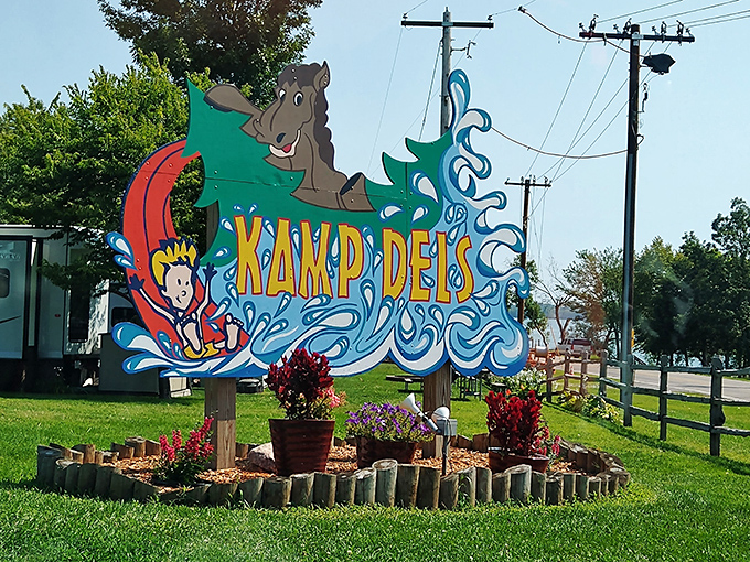 The colorful welcome that promises adventure ahead. Like a theme park entrance without the second mortgage requirement or two-hour lines.