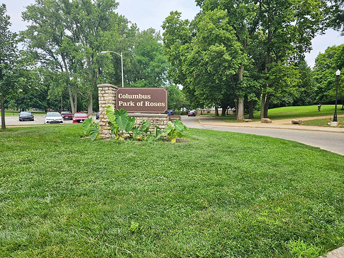 The park's signage is understated and welcoming, promising 13 acres of beauty without overselling what is already pretty spectacular on its own.