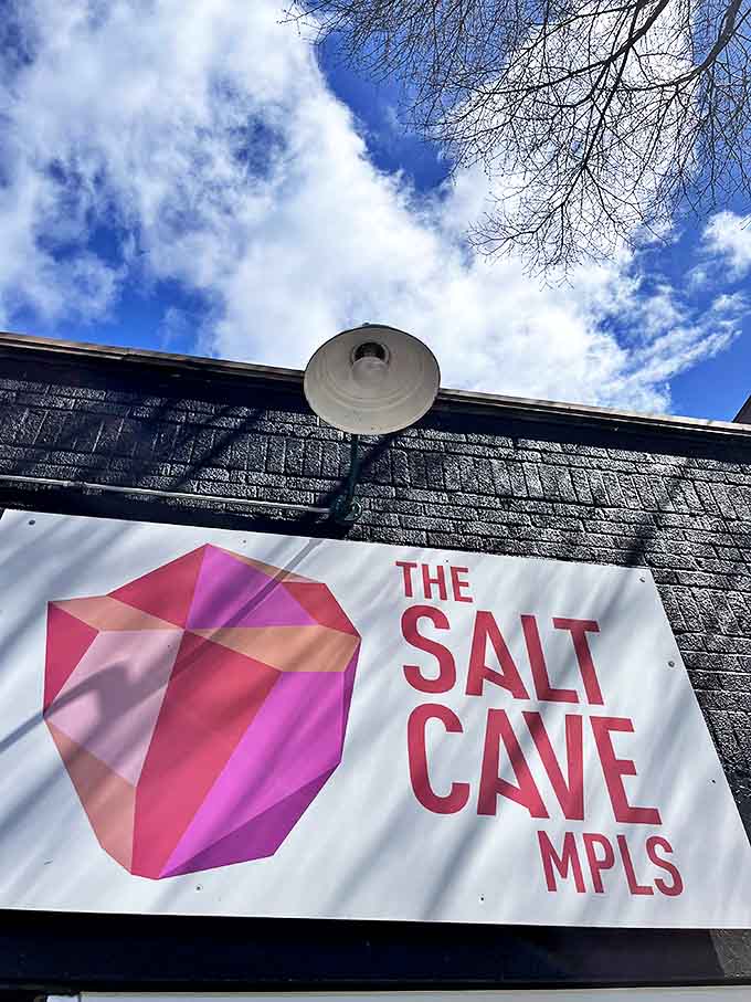 The Salt Cave's sign stands proud against Minnesota skies, a beacon for wellness seekers and the curiously congested alike.