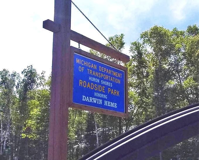 Official welcome to rock hunter's paradise &ndash; this unassuming sign marks the entrance to one of Michigan's most rewarding geological treasure troves.
