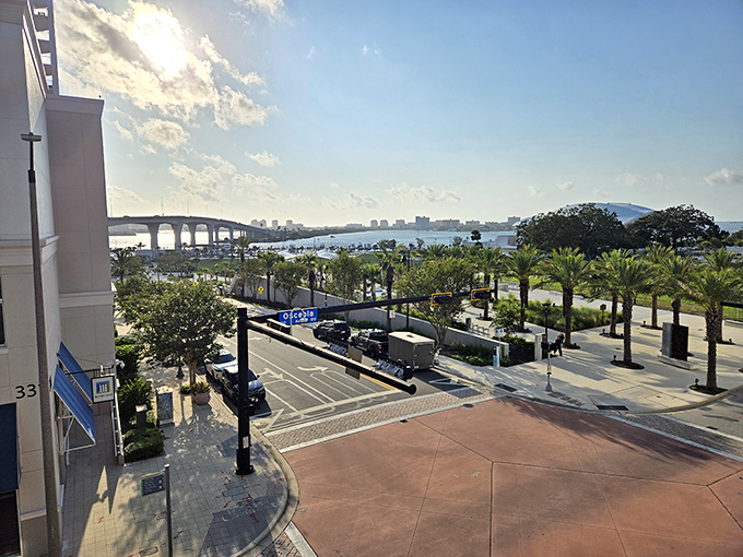 Bustling with anticipation, the street view captures the Capitol's perfect integration into downtown Clearwater's vibrant entertainment district.