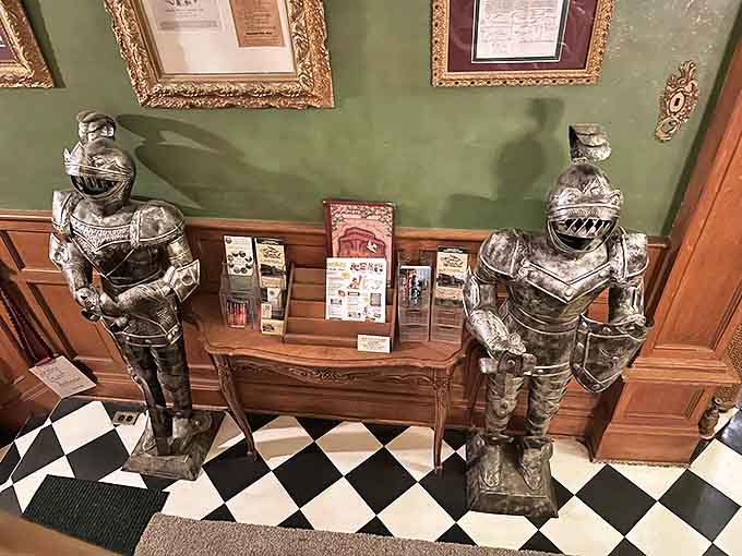 These armored guards never take a break from their duties, which is impressive dedication even if they are slightly less mobile than your average security team.