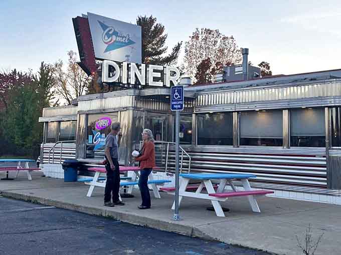 The outdoor seating area invites lingering conversations and people-watching, perfect for savoring the last sips of that life-changing milkshake.