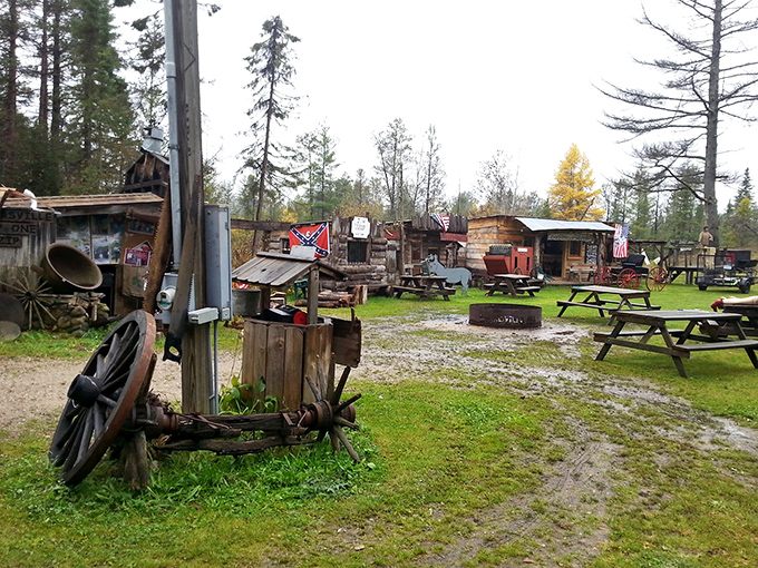 A wide view of Coopersville reveals its charming layout&mdash;a Wild West town that traded tumbleweeds for pine needles.